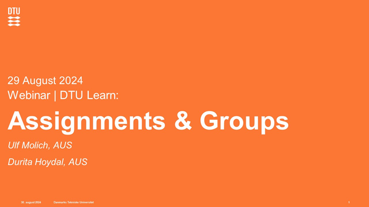 DTU Learn: Assignments and Groups Aug 2024